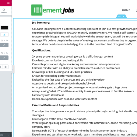 Elementor Connector for WP Job Manager – TinyGiantStudios